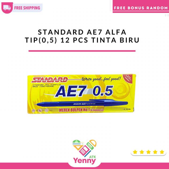 Pulpen Standard AE7 Biru (0,5) | Pulpen Standard 1 Pack | Pulpen Standard Biru ( pack/pcs ...