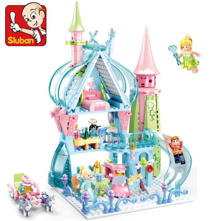 Sluban Friends Expert โรแมนติกเจ้าหญิงบล็อกอาคารหิมะสีชมพู Dream Royal ...