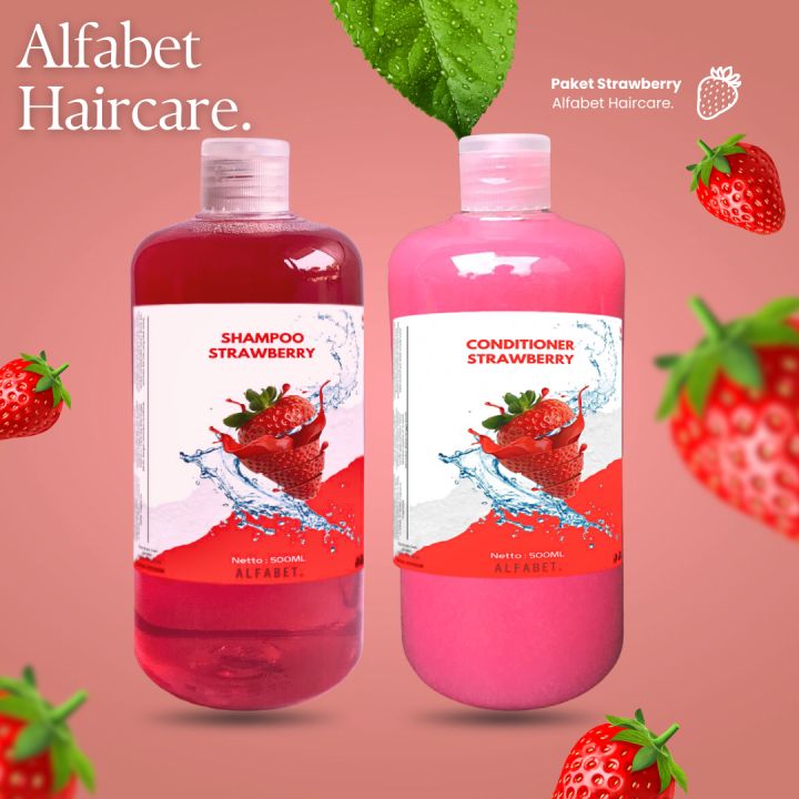 Paket Shampoo + Conditioner Strawberry 500ML - Alfabet paket Shampoo ...