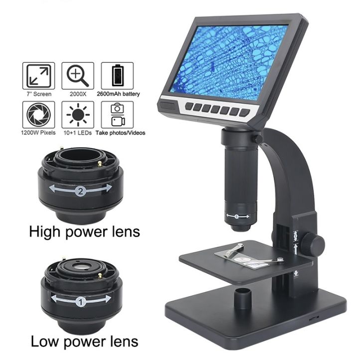 2000X 12MP Digital Microscope with 7" IPS Screen Dual Lens 5MP Wireless ...