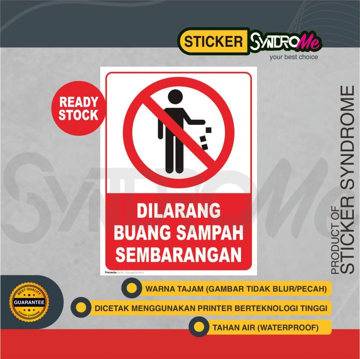 Sticker Dilarang Buang Sampah Sembarangan Sticker Vinyl Tahan Air ...