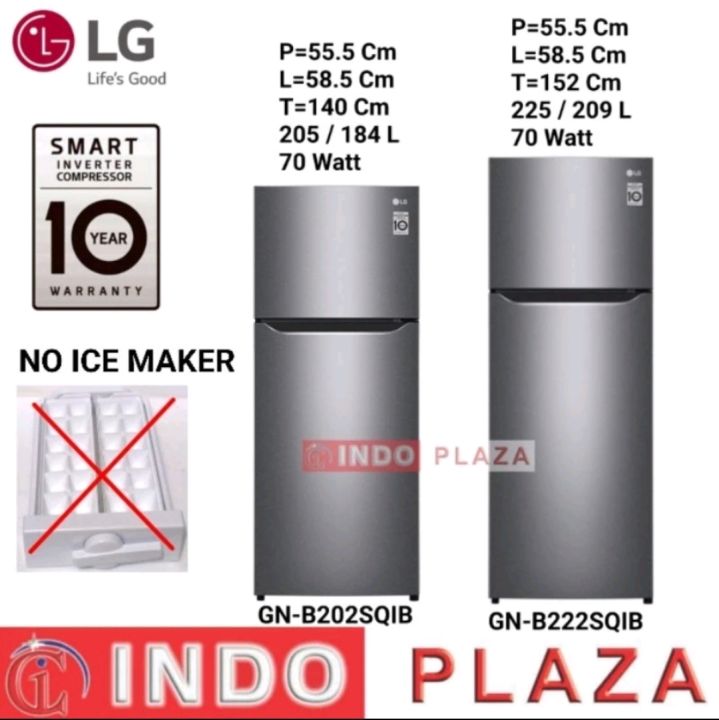 KULKAS LG 2 PINTU SMART INVERTER GN-B202SQIB 205 L / B222SQIB 225 L ...