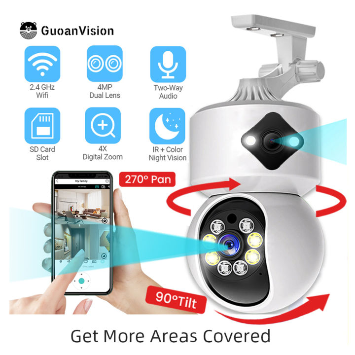 Guoan 4MP 2K HD CCTV Camera【2Camera 2Ways】 Night Vision Monitor Indoor ...