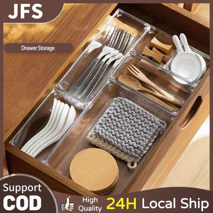 JFS Acrylic Drawer Organizer Desk Bins Container Storage Box Ransparent ...