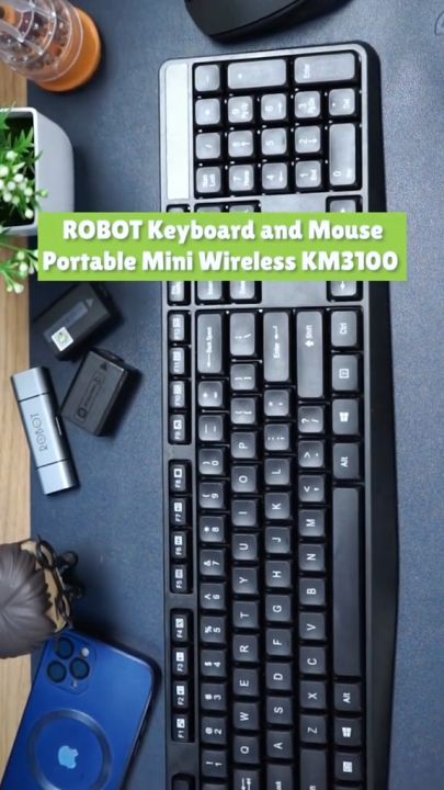 ROBOT Portable Mini Wireless Set Combo Keyboard and Mouse KM3100 ...