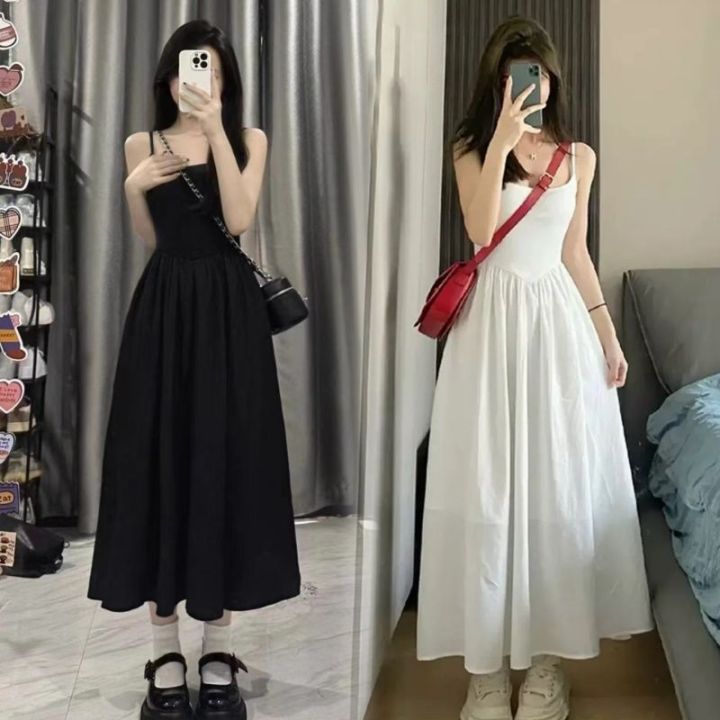 Spring Early Slimming Long Dress French Initial Feeling White Dress ...
