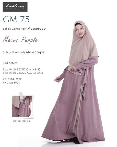 SALE HAITWO GM 75 MAUVE PURPLE SYARI GAMIS SET KHIMAR | Lazada Indonesia