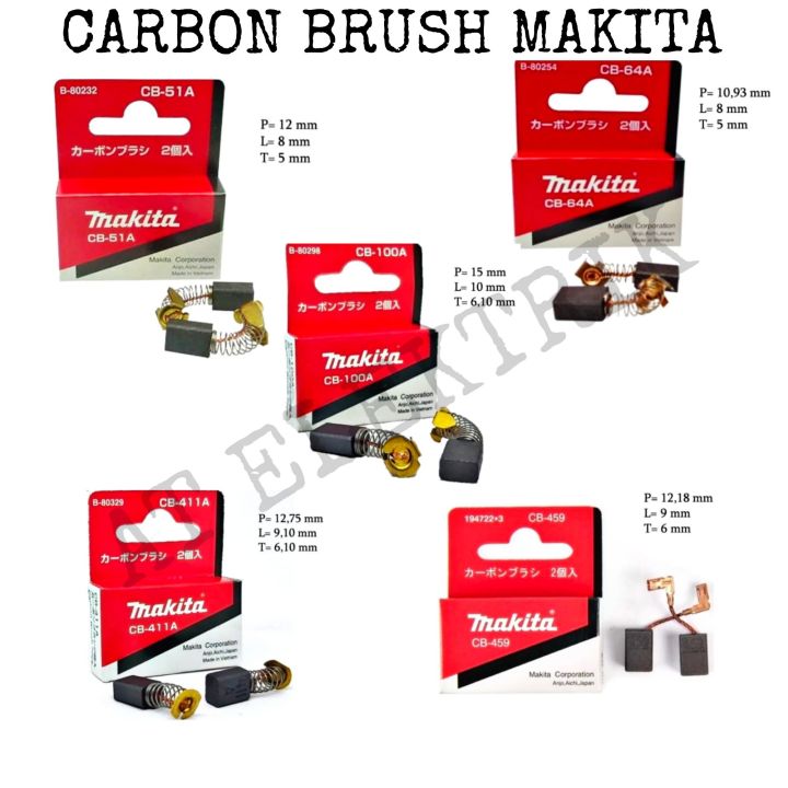 Carbon Brush Makita CB 51A 64A 100A 411A 456 / Spul / Arang Gerinda / Sepul / Kul / Bostel ...