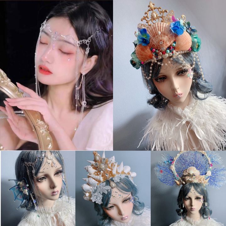 Retro Mermaid Princess Headwear Shell Crown Performance Fashion Show ...