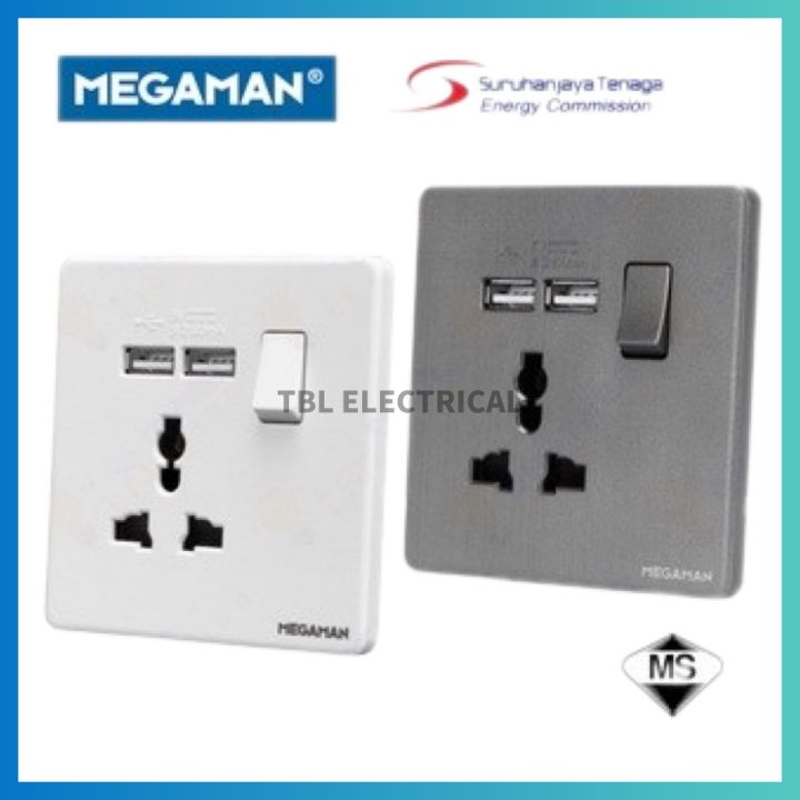 MEGAMAN Z8 Switch Socket 1 Gang 13A Universal Socket With 2 USB (5V/2 ...