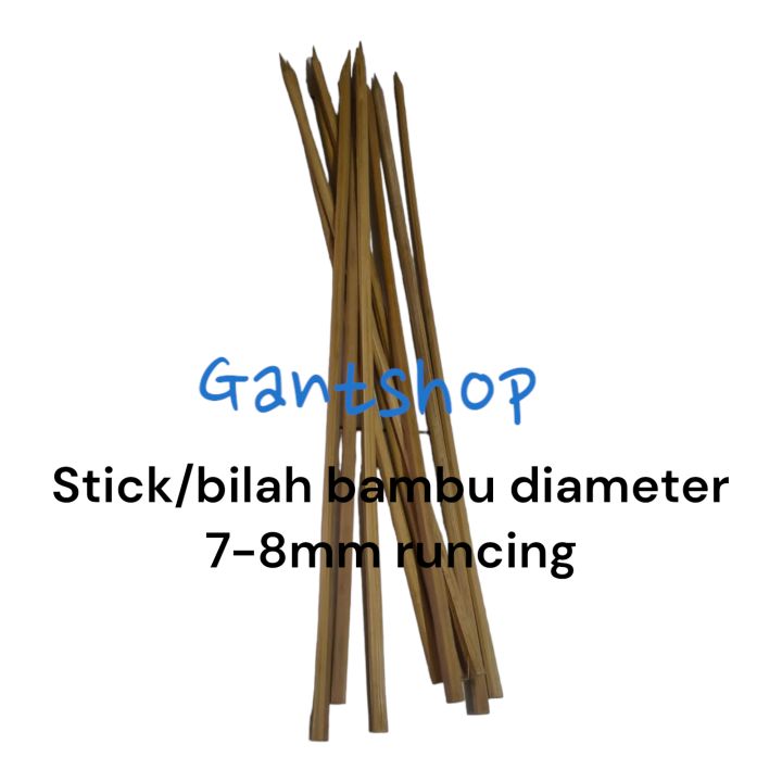 Stick/bilah bambu diameter 7-8mm runcing isi 10 pcs/batang | Lazada ...