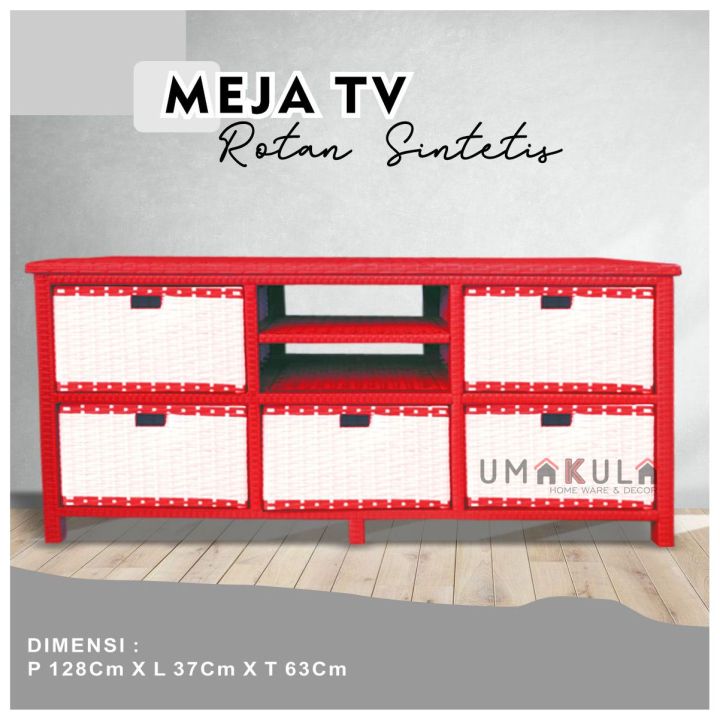 Lemari Rak Rotan Sintetis Type 6 Laci Rangka warna serbaguna Klasik ...