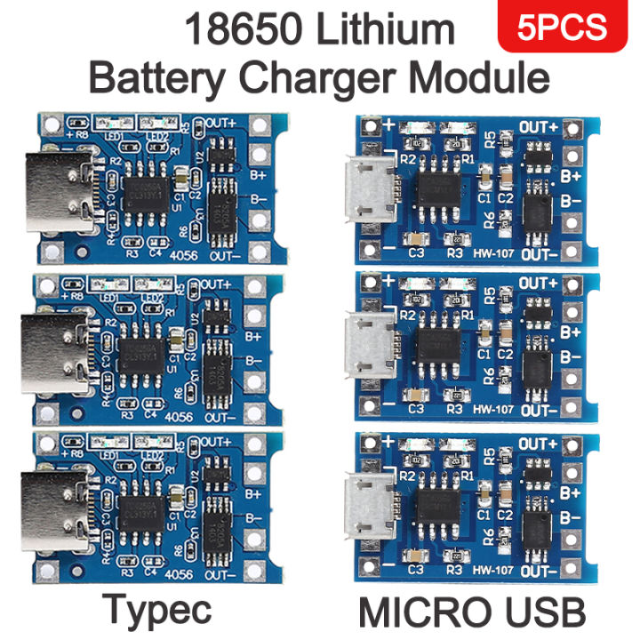 5/10PCS Type-C/Micro USB 5V 1A 18650 Lithium แบตเตอรี่โมดูลชาร์จชาร์จ ...