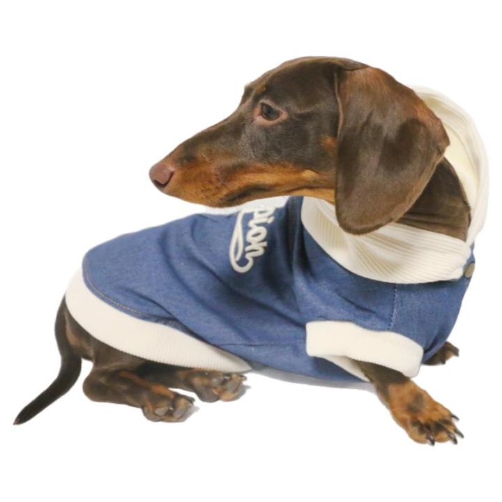 Thin Hooded Denim Sweatshirt Jacket for Dogs And Cats Pet Clothes Teddy ...