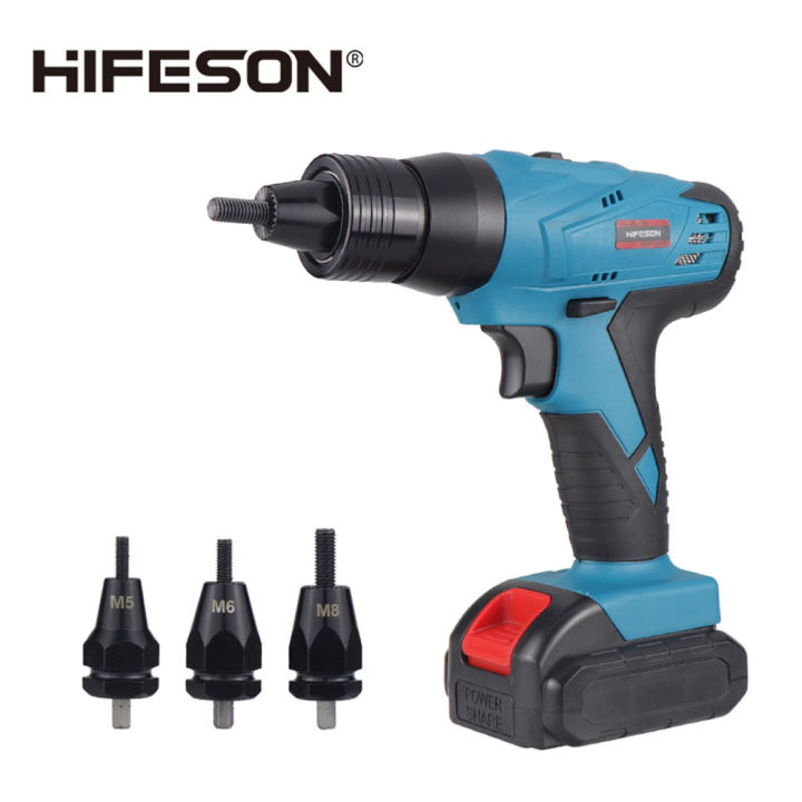 HIFESON 18V Electric Rivet Tool Rechargeable Riveter Riveting Nut Tool ...