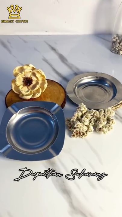 Bright Crown Asbak Rokok Stainless Steel Anti Karat / Tempat Putung ...