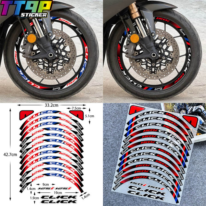 HONDA CLICK 14" Inch Wheel Hub Reflective Sticker Waterproof Wheel ...