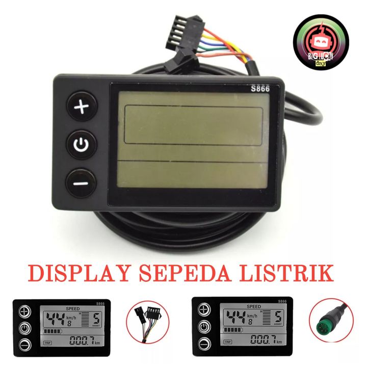 LCD DISPLAY S866 SEPEDA LISTRIK SUPPORT 24V 36V 48V LAYAR MONITOR LED ...