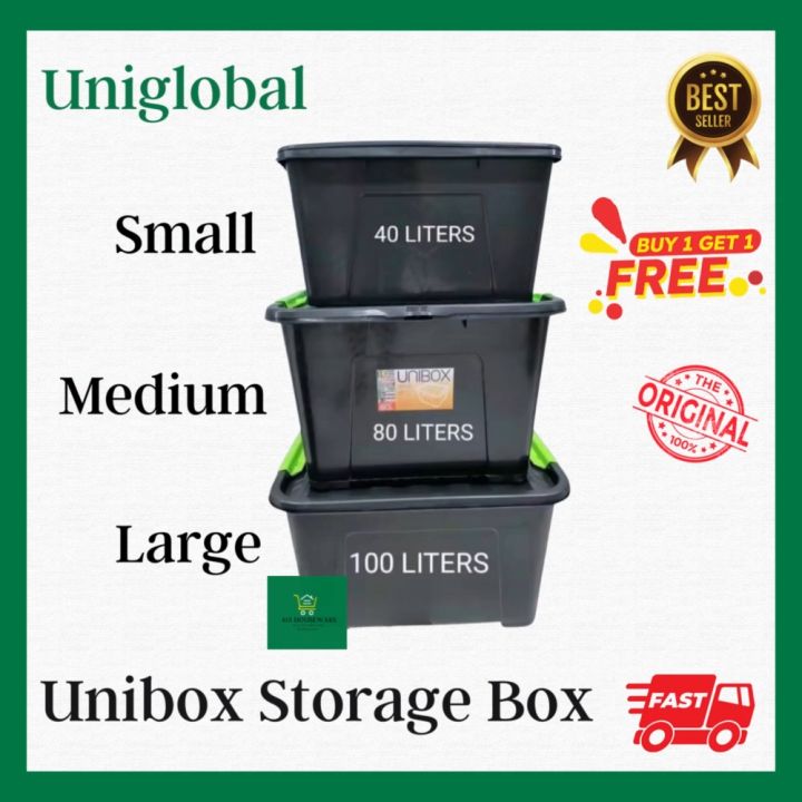 2pcs 40L 80L 100 Liters Unibox Mocha Brown White w/ wheels n lock black ...