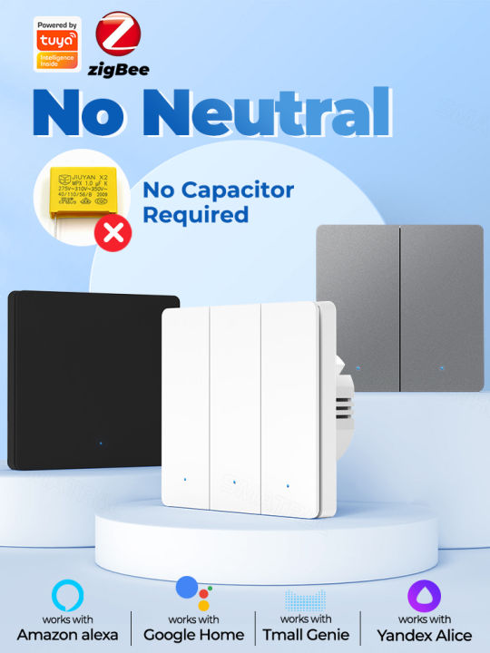 SMATRUL Tuya ZigBee Smart Light Switch, No Neutral Wire, No Capacitor ...