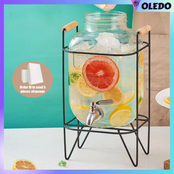 OLEDO 4L 5L 8L 10L Juice Drink Glass Jar Dispenser with Stand & Tap ...