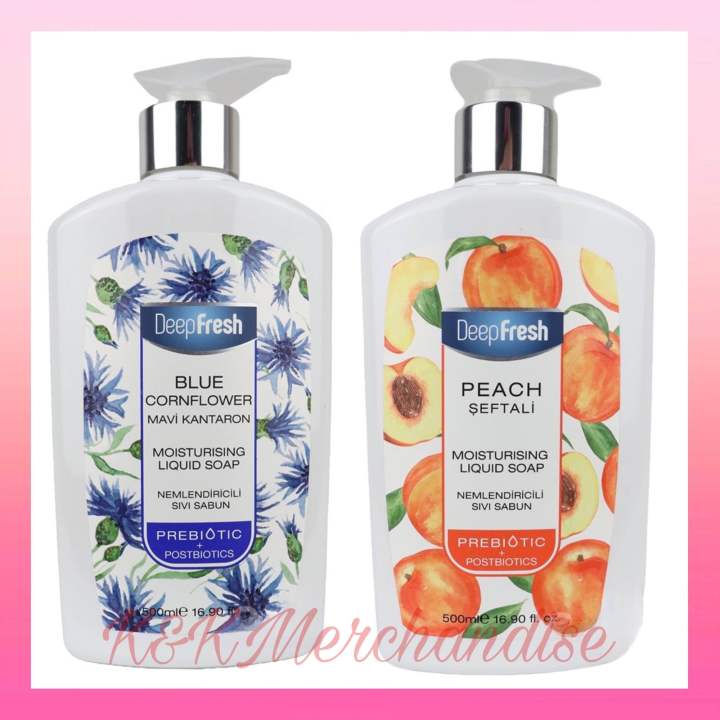 Deep Fresh Moisturising Liquid Hand Soap Peach/Blue Corn Flower 500mL ...