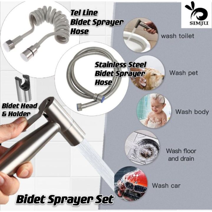 SIMJU 304Stainless Steel Handheld Bidet Sprayer set Toilet Bathroom ...