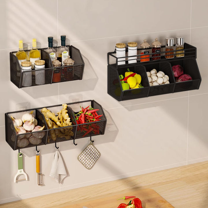 Sunshine Wall Mounted Kitchen Hanging Rack With Hook Spice Storage ...