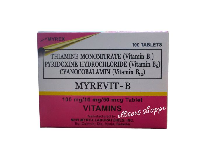 Myrevit-B Vitamin B 100mg/10mg/50mcg 100 Tablets | Lazada PH