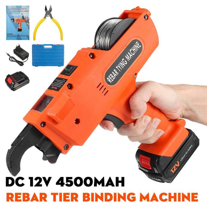 12 V Automatic 8-34MM Rebar Tier Cordless Rechargeable Tying Binding Machine Electric Rebar ...