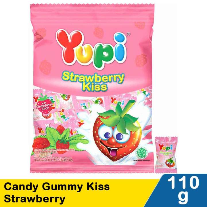 permen yupi strawberry Yupi Candy Gummy Kiss Strawberry 110G | Lazada ...