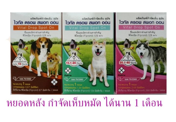 Vital Drop Spot On ยาหยอดหลังสุนัข ป้องกัน กำจัดเห็บหมัด ได้นาน 1 เดือน ...