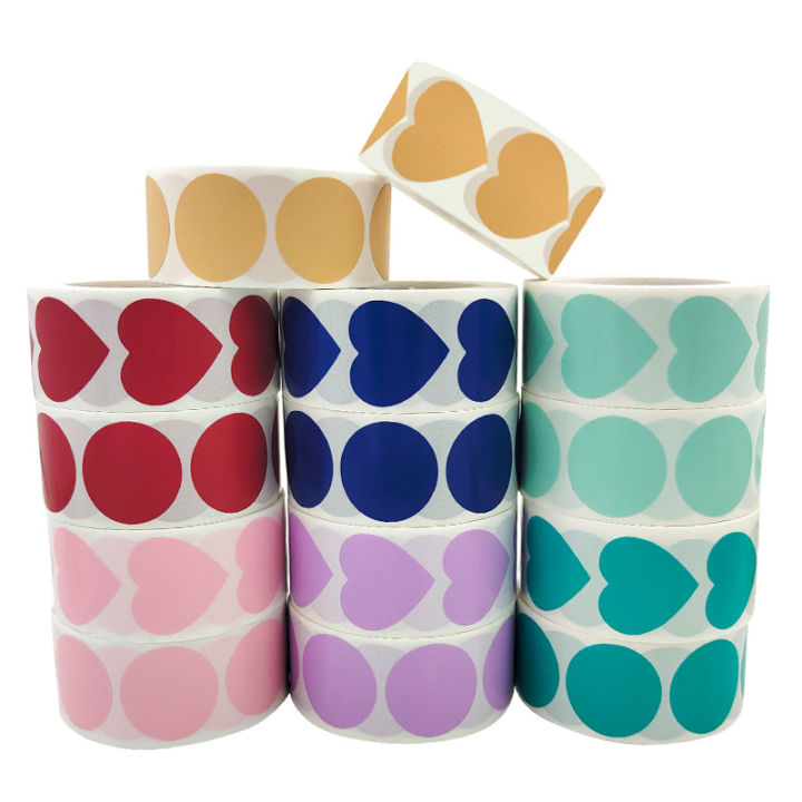 500 Sheets/Roll Pink Heart Sticker Heart Shape Paper Label Valentine's ...