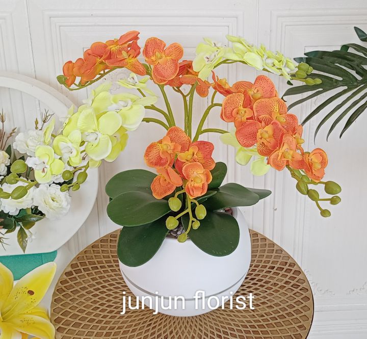 bunga anggrek kain kecil 8 cabang artificial mix warna | Lazada Indonesia