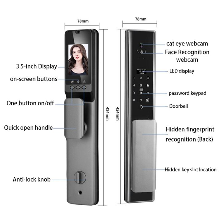 Fully automatic Smart Door Lock 3D Face Unlock Fingerprint Lock Remote Monitoring Intelligent ...