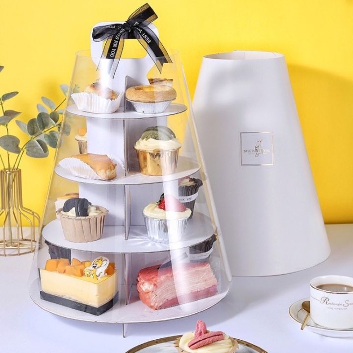 4 tier 2 tier high tea Disposable afternoon tea set packing box dessert ...