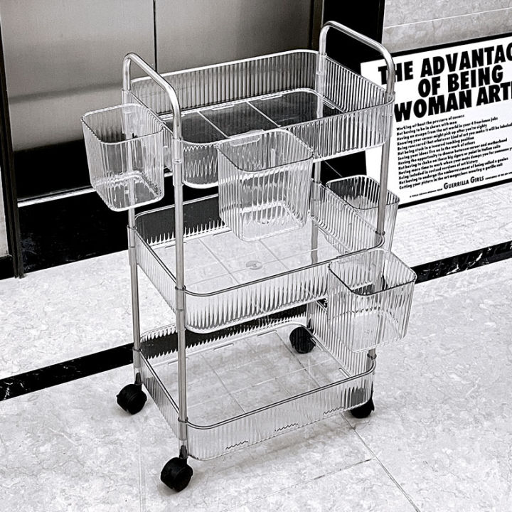 Transparent Acrylic Trolley Cosmetics Dormitory Cart Snack Storage Car ...
