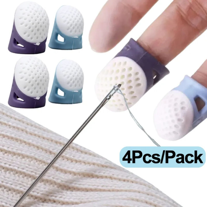 4/1PCS Thimbles Anti-slip Finger Cover Silicone Sewing Finger Tips ...