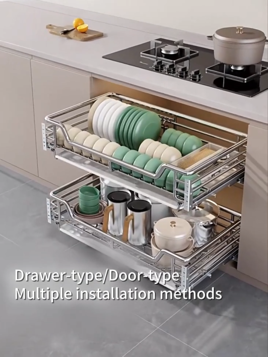 DIODIY 304 Stainless Pullout Basket for Kitchen Racks Organizers Pull ...