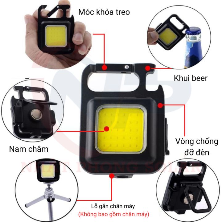 Đèn led pin mini siêu sáng, đèn pin móc khóa 5in1, tích hợp mở bia ...
