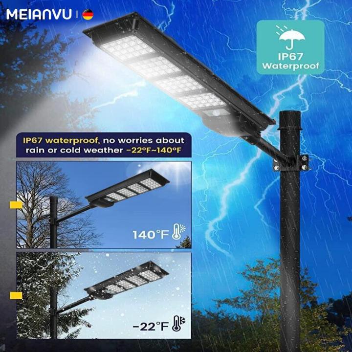 MEIANVU Solar Street Lights Outdoor - 1500W Solar Parking Lot Light Dusk to Dawn Solar Lamp IP67 ...