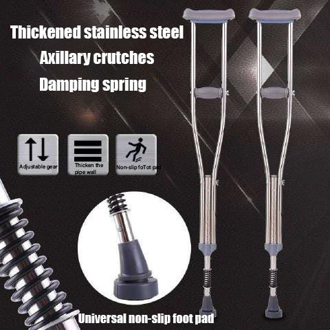 Stainless Steel Spring Shock Adult Crutch Adjustable Pair/Single Crutch ...