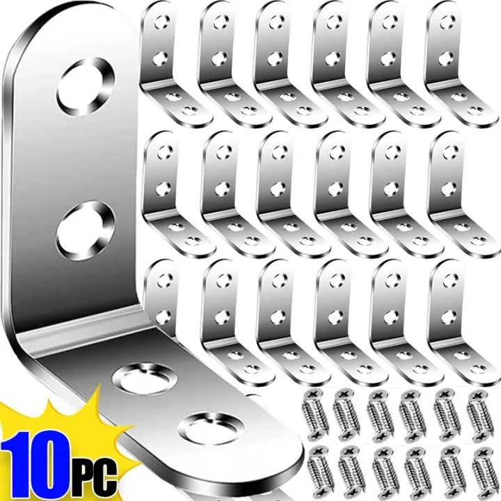 10Set L-Shaped Right Angle Corner Brackets Stainless Steel Bracket ...
