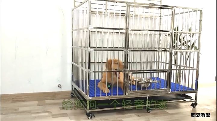 Stainless Steel Dog Cage Large Dog Cage Double Door With Four Wheeled ...