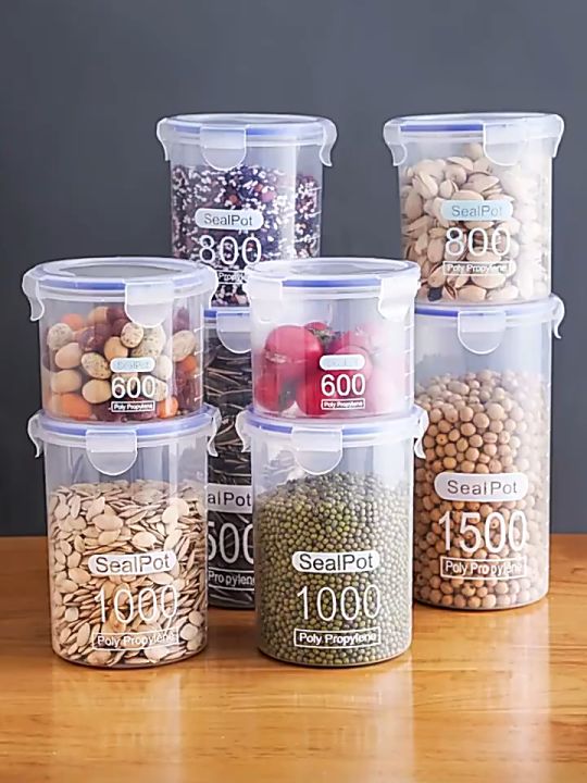 Plastic Transparent Sealed Containers Kitchen Food Beans Nuts Storage ...
