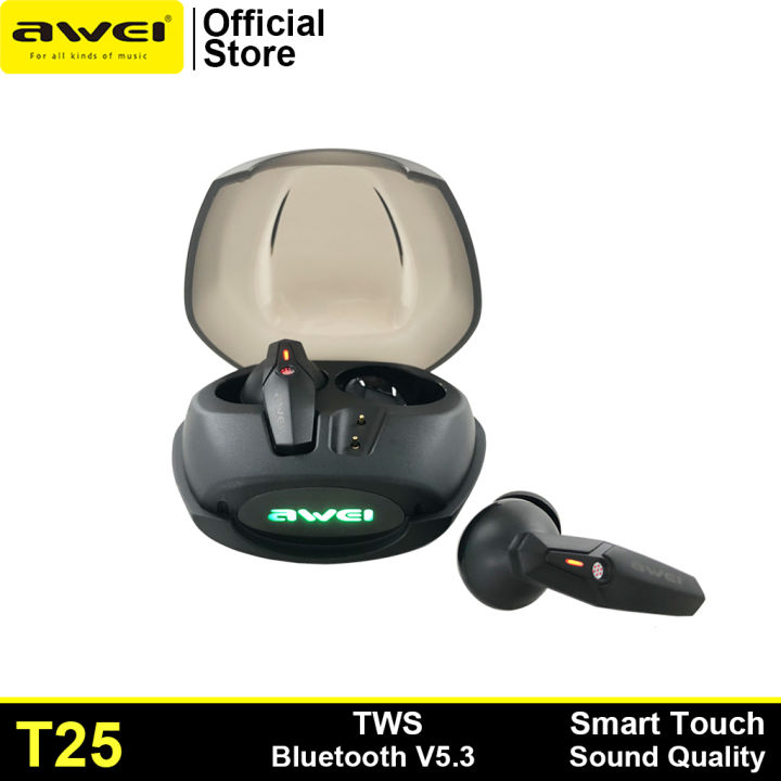 Awei T25 TWS Sports Gaming Bluetooth Earbuds Ultra Low Latency Earphone ...