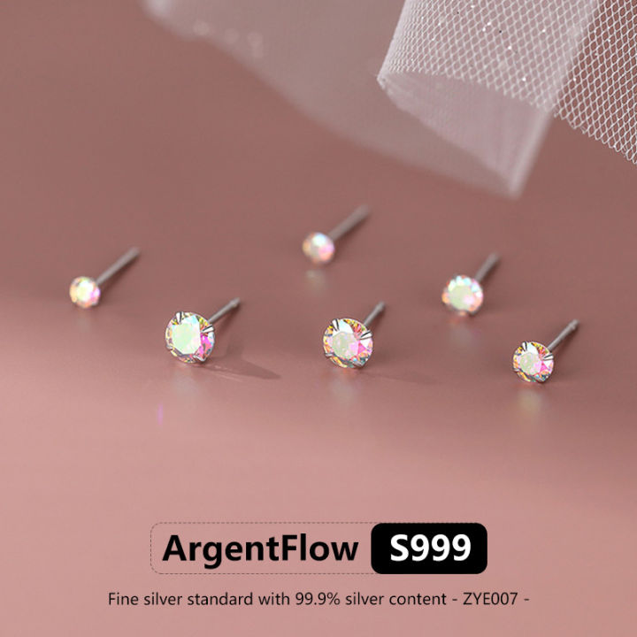 อาร์เจนตินา100% S999เงินสเตอร์ลิง3/4/5มม. ZYE007ต่างหูที่มีสีสัน | Lazada.co.th