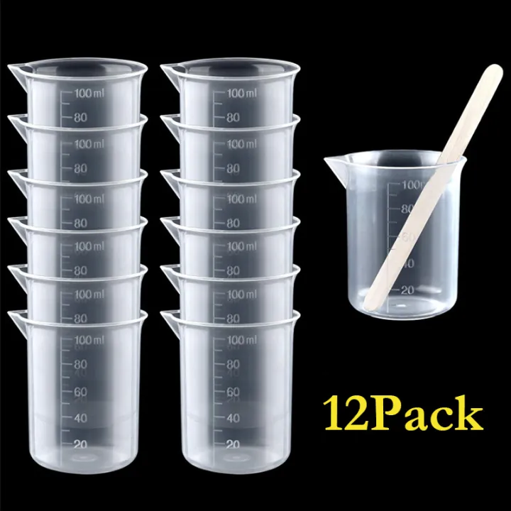 100ml Mixing Cups Plastic Liquid Container Epoxy Resin Scale Beaker ...