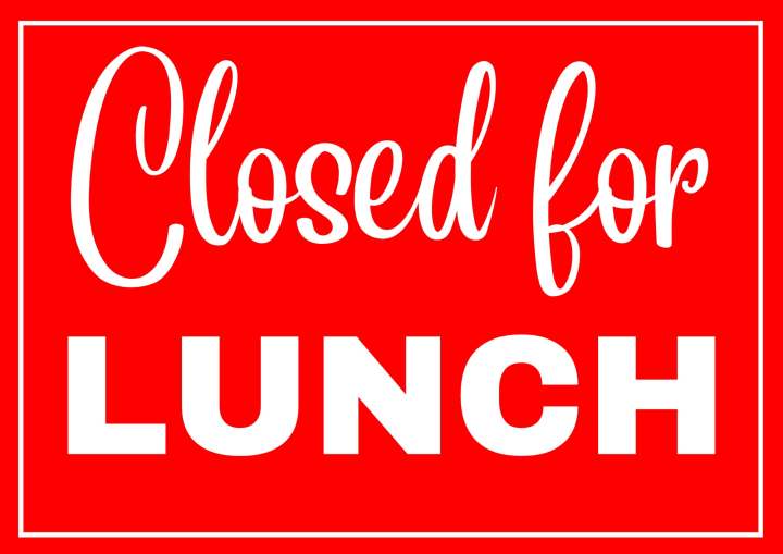 Closed For Lunch / Noon Break Signage A4 Size Laminated | Lazada PH
