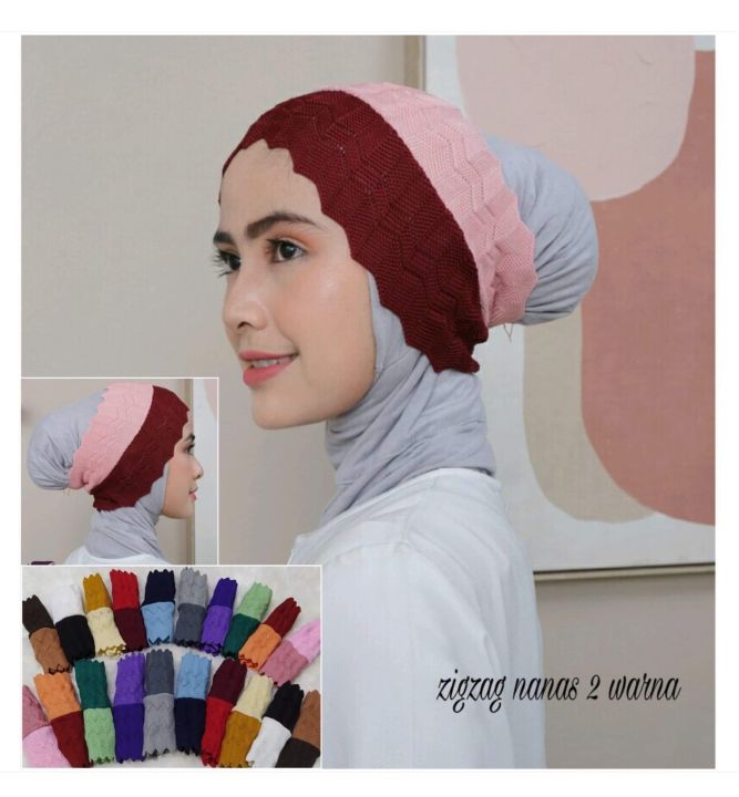 CIPUT RAJUT INNER HIJAB BANDANA ZIGZAG 2WARNA | Lazada Indonesia